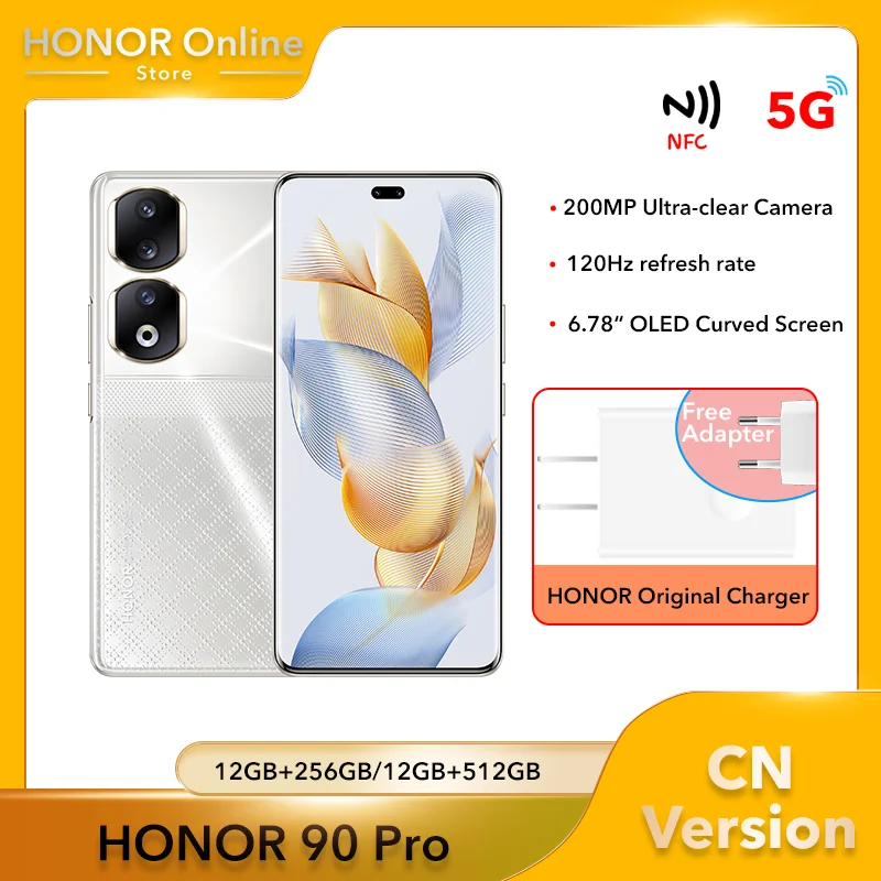 In Stock HONOR 90 Pro 5G Smartphone 200MP Ultra-clear Camera Snapdragon ...