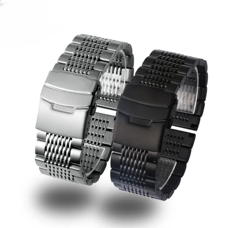 Solid Steel Watchband Metal for Citizen Tissot IWC Omega Seiko Watch ...