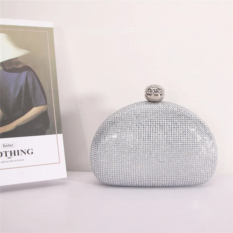 Lady Black/Gold/Silver Crystal Clutch Bag Women's Shiny Wedding Party ...