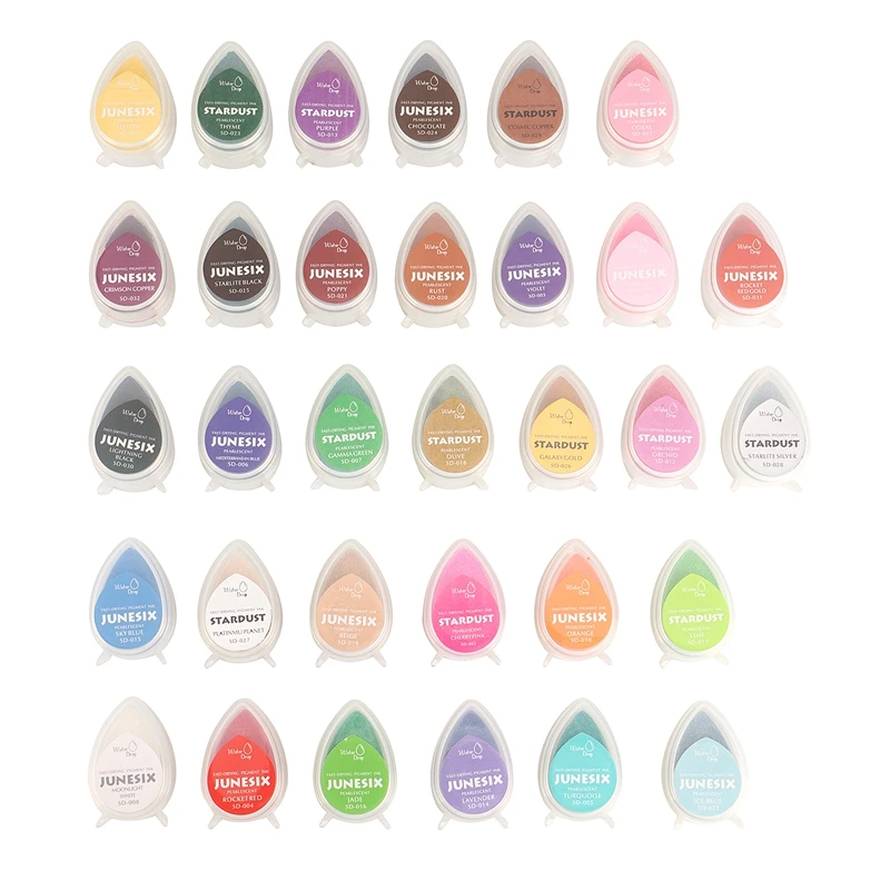 32-Colors-Multi-Colored-Water-Drop-Inkpad-Set-Glitter-Effect-For ...