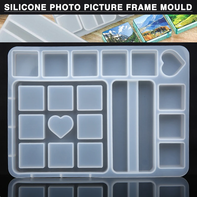 DIY Picture Frame Mould Silicone Epoxy Resin Casting Mold Crystal Drop ...