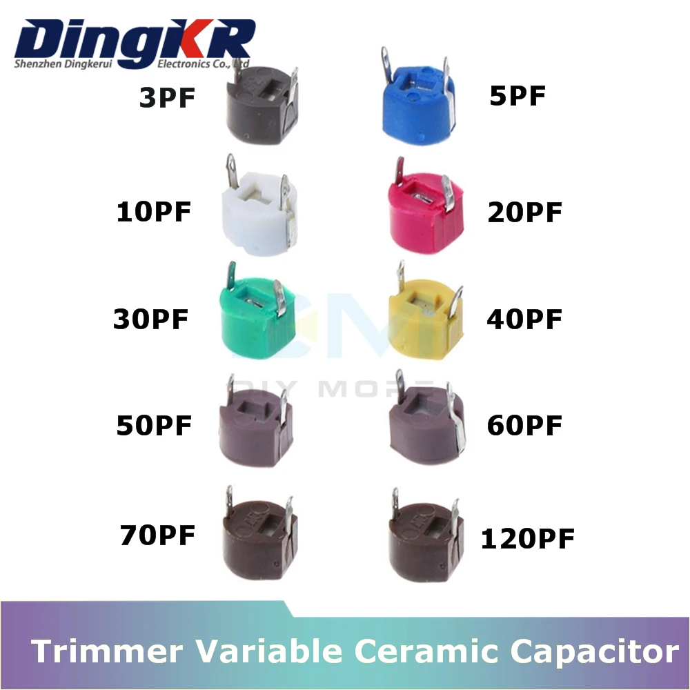 10PCS-6mm-Trimmer-Variable-Ceramic-Capacitor-3PF-5PF-10PF-20PF-30PF ...