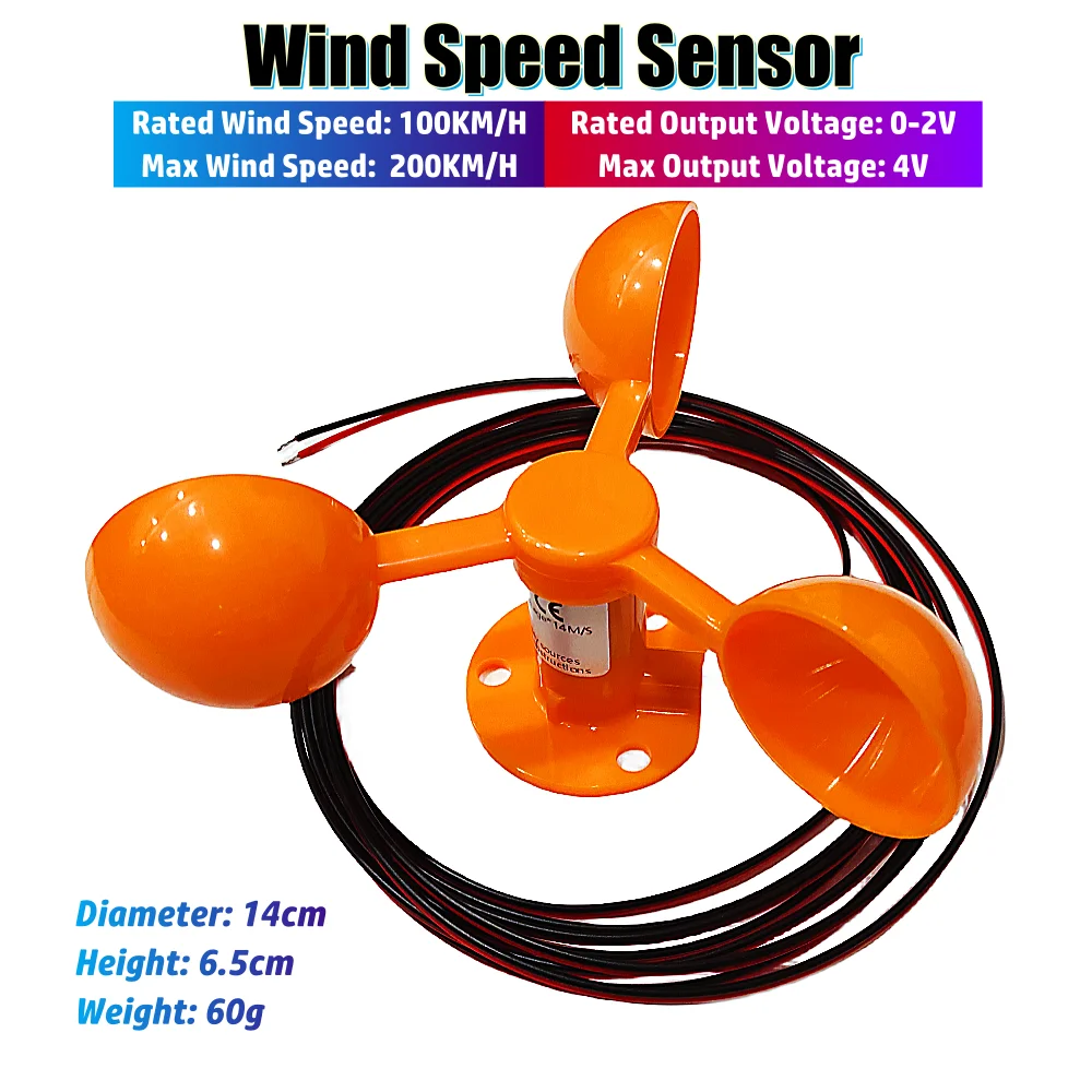 100KM-H-Wind-Speed-Sensor-Anemometer-14CM-DIY-Three-Cup-Type-Wind-Speed ...