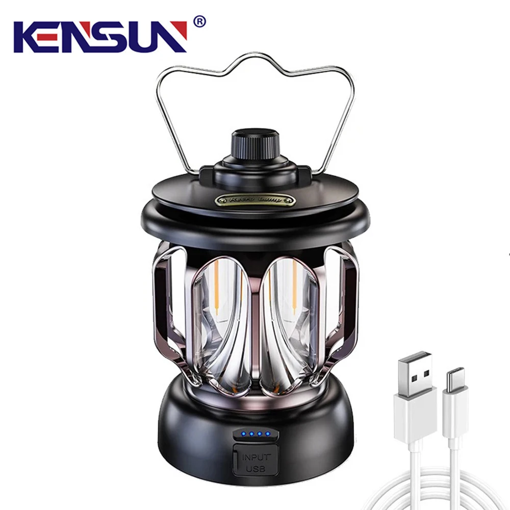 USB-Rechargeable-Portable-Camping-Lantern-Stepless-Dimming-Retro-Tent ...