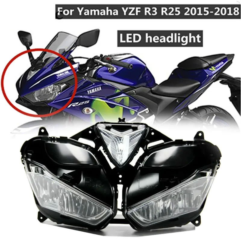 LED Head Light for Yamaha YZF R3 R25 2013-2018 YZF-R3 YZF-R25 Headlight ...