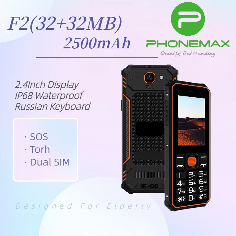 Rugged-Mobile-Phone-PHONEMAX-F2-GSM-2G-IP68-Waterproof-2500mAh ...