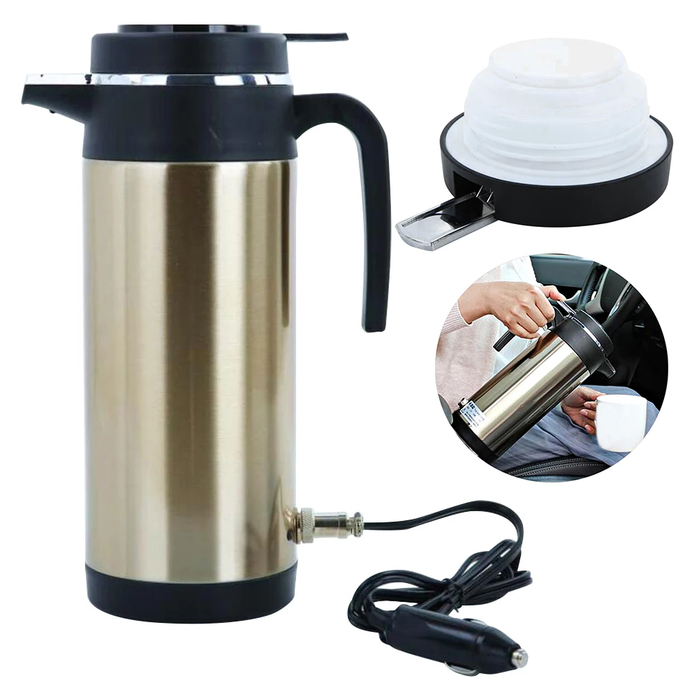 1200ML-12V-24V-Electric-Heating-Cup-Kettle-Stainless-Steel-Water-Heater ...
