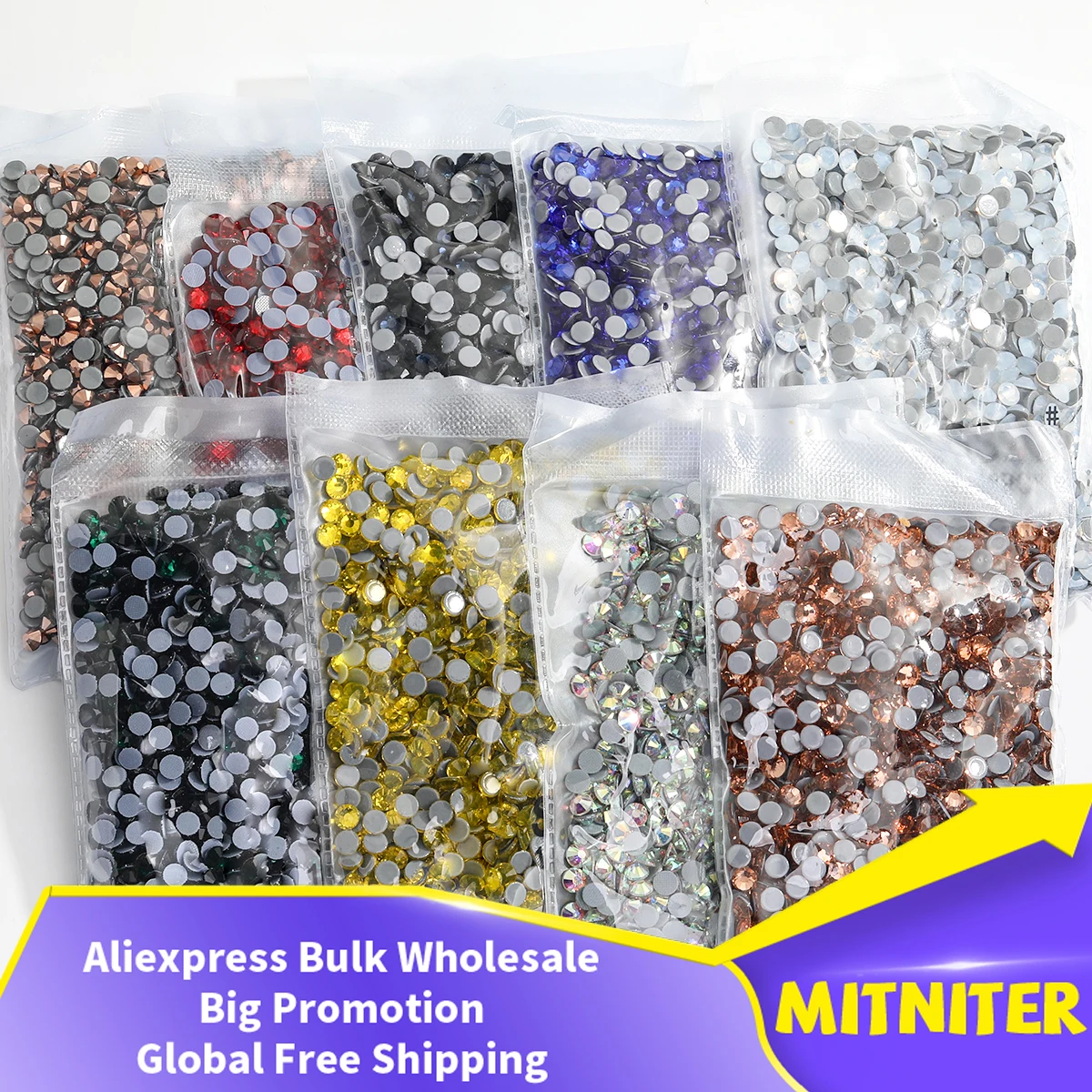 1440Pcs Glitter Glass Hot Fix Rhinestones Fabric Clothes Decoration ...