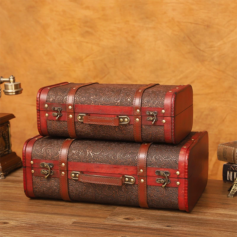 Vintage Travel Suitcase Storage Box Hand Big Storage Organizers Box Bed ...