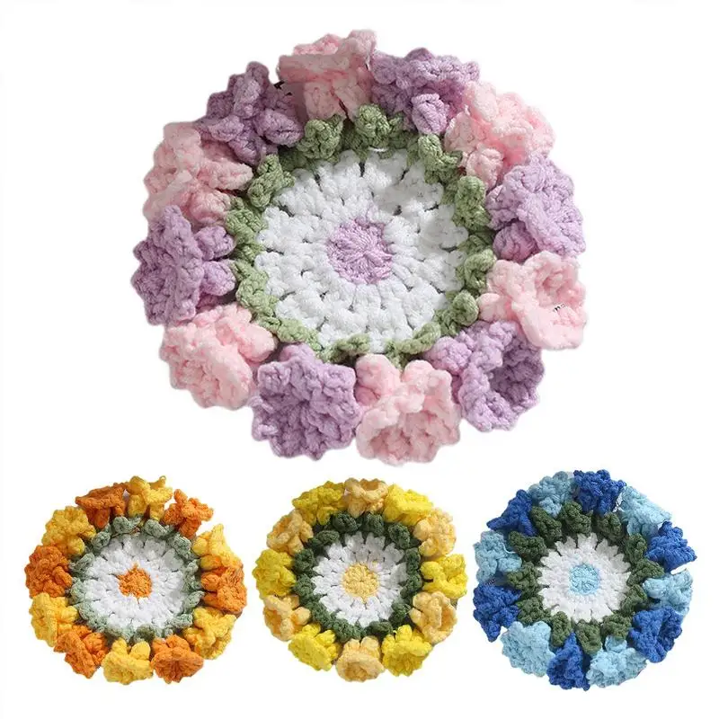 Crochet-Round-Coffee-Placemat-Pad-Flower-Crochet-Mug-Mats-Flower ...