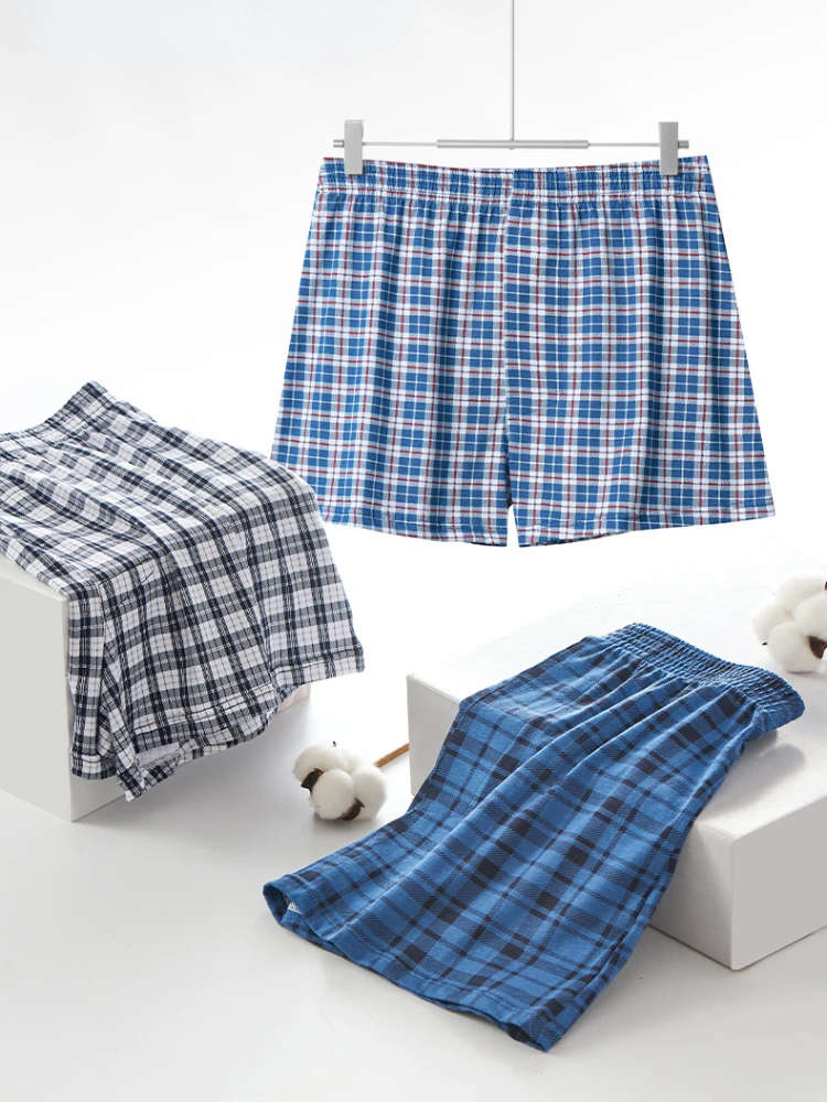 L-5XL-Plus-Size-Cotton-Men-Panty-Boxer-Shorts-Casual-Striped-Plaid ...