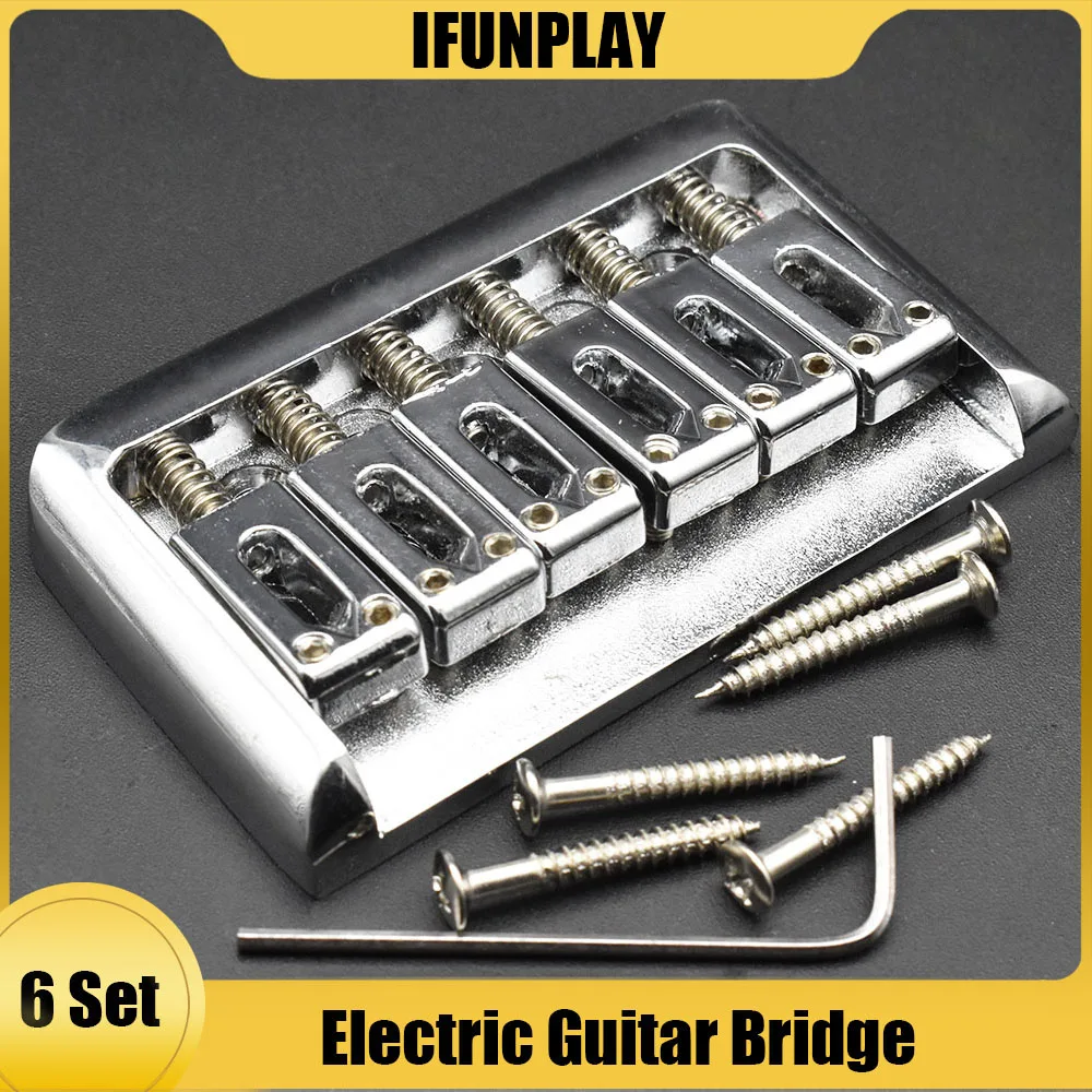 6set-Electric-Guitar-Bridge-6-String-Fixed-Bridge-Hard-Tail-Parts-Black ...