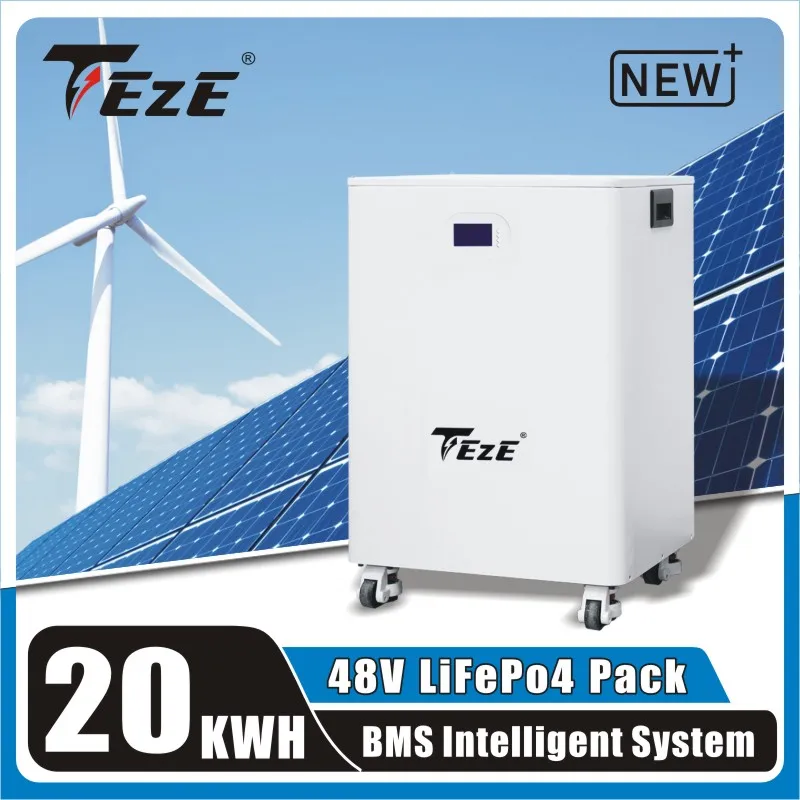 TEZE 20KWH 48V Powerwall LiFePO4 Battery 51.2V 16S 400Ah With RS485 CAN ...