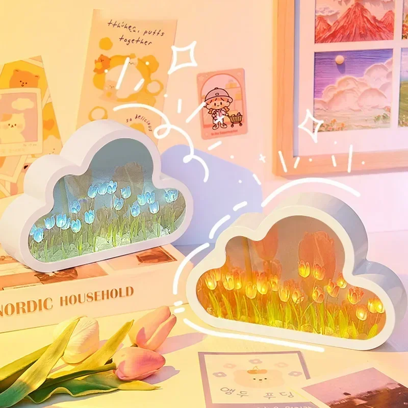 Cloud-Shaped-Night-Light-Handmade-Diy-Tulip-INS-Girl-Heart-Living-Room ...