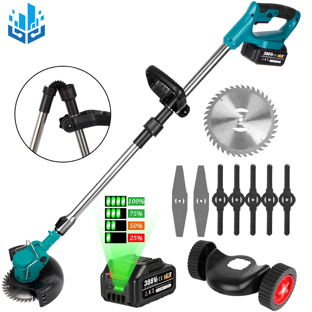 Foldable-Electric-Lawn-Mower-Handheld-Cordless-Lawn-Trimmer-Garden ...