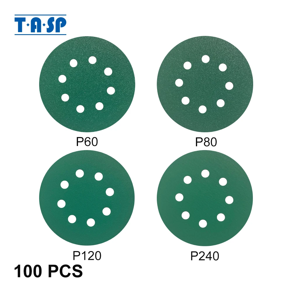 TASP 100pcs 125mm Sandpaper 5" Waterproof Wet & Dry 8 Hole Anti Clog ...