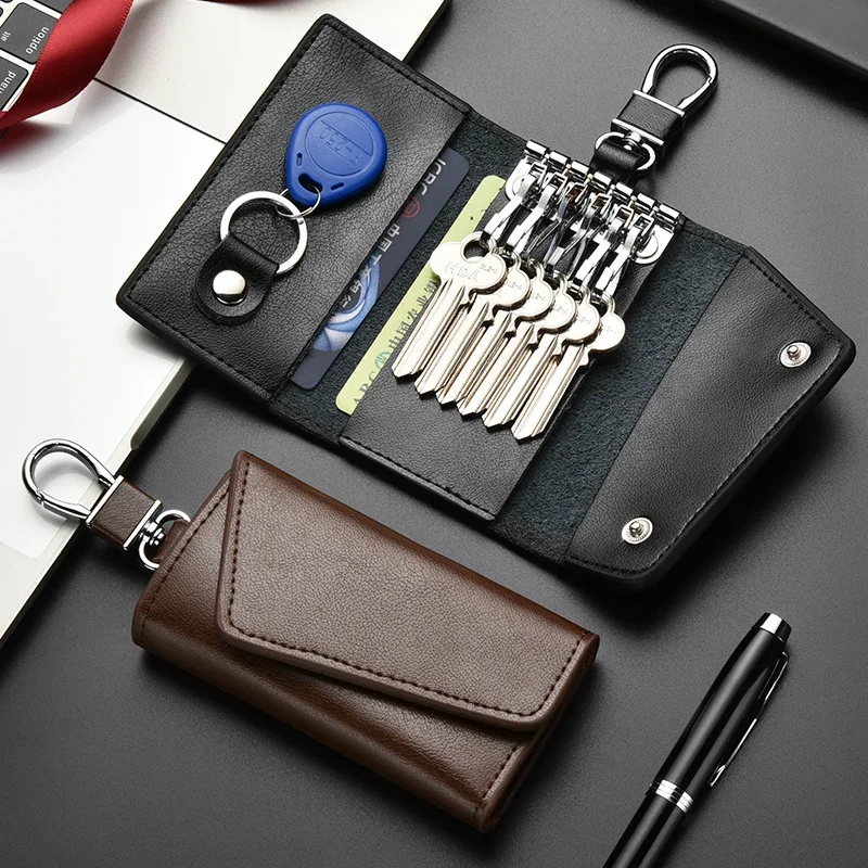 Portable-Leather-Housekeeper-Holders-Car-Keychain-Key-Holder-Bag-Case ...