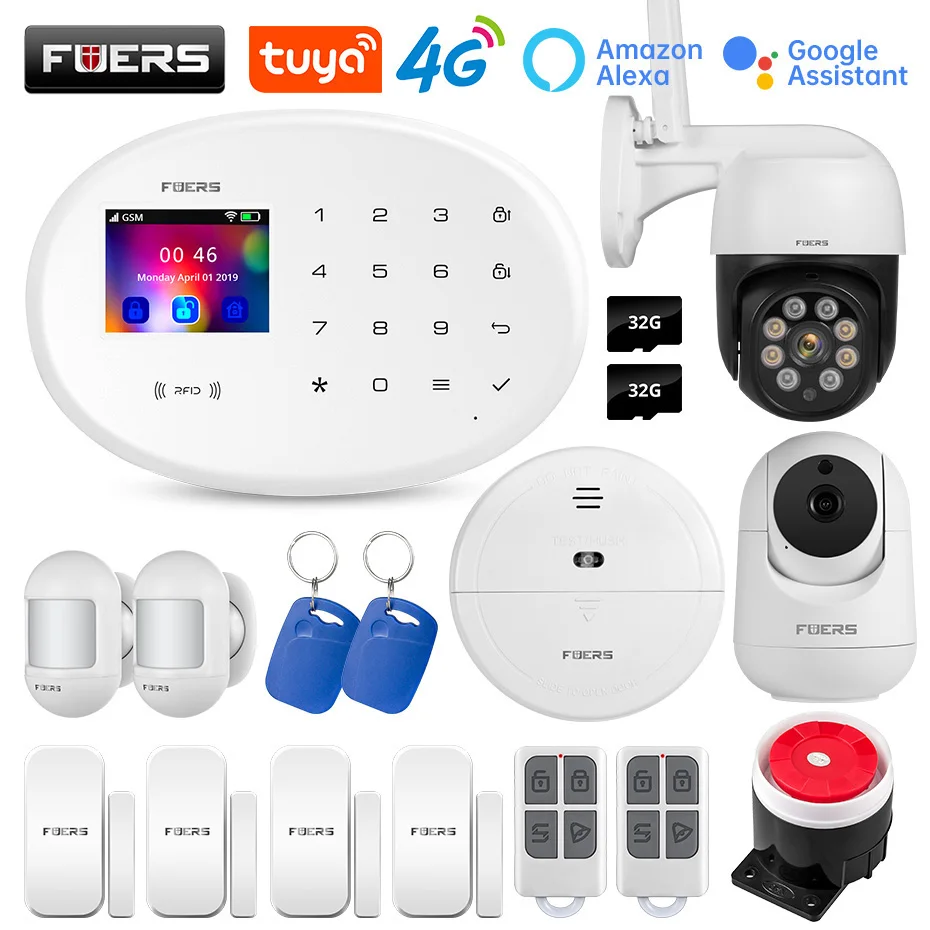FUERS W204 4G GSM WIFI Tuya Smart Home Alarm System Kit Wireless Alarm ...