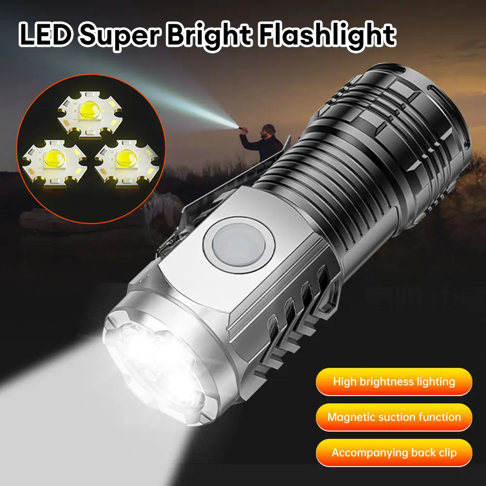 Super-Bright-3LED-Flashlight-Mini-Pocket-Light-Magnetic-Repair-Light ...