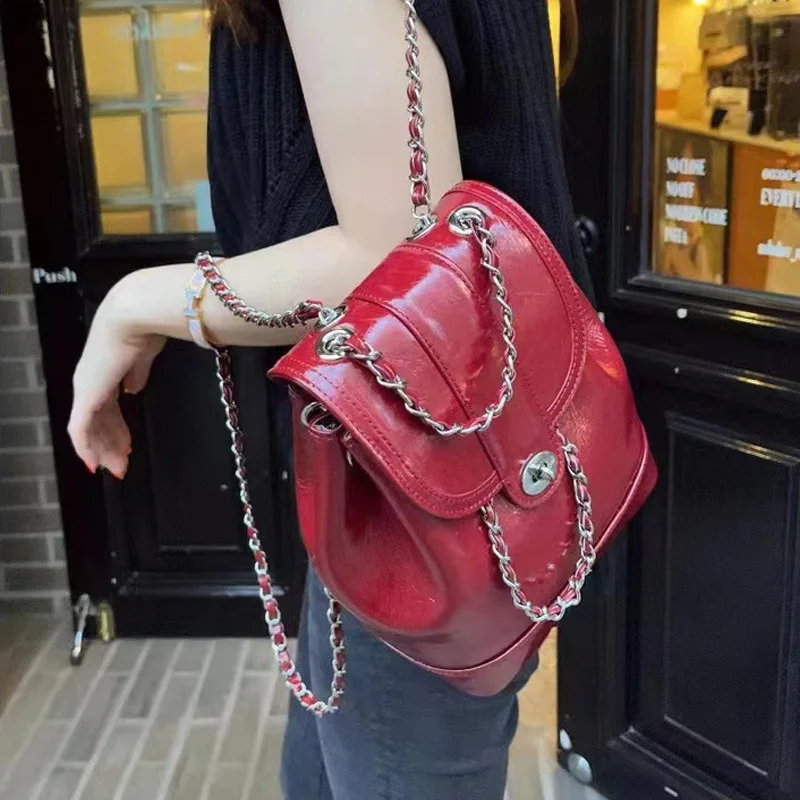 2024-Ins-Korean-Style-Women-Chain-Backpack-Girl-Commuter-Versatile ...