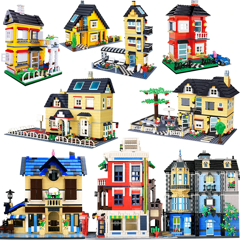 City Architecture Villa Cottage Model Building Blocks Compatible ...