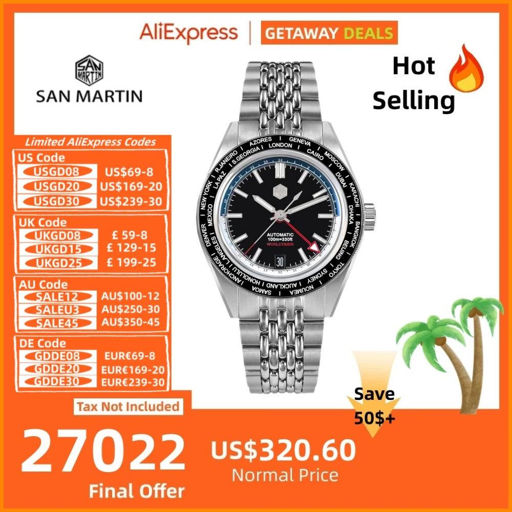 San-Martin-Original-Limited-Edition-39-5mm-NH34-Automatic-World-Timer ...