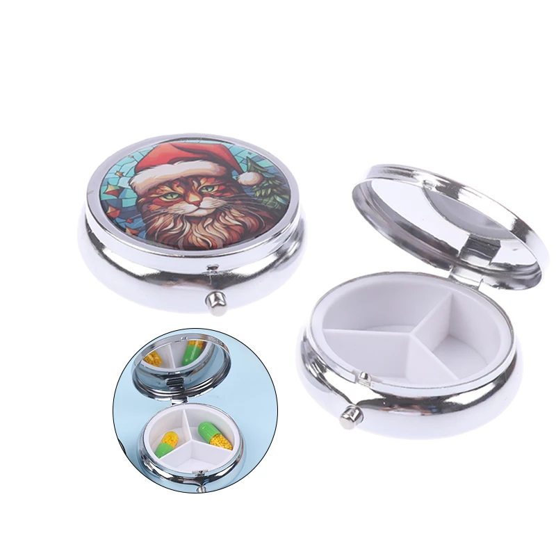 3 Cell Metal Pill Boxes Stainless Steel Round Pill Boxes Medicine ...