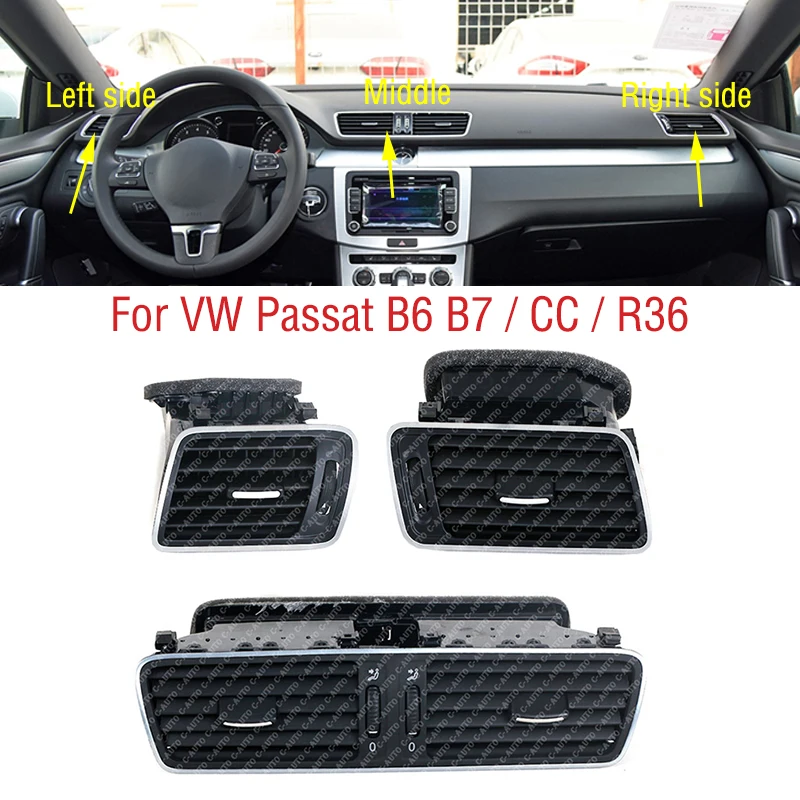 VW Passat B6 B7 CC R36 için araba ön pano klima çıkışı A/C klima delikleri