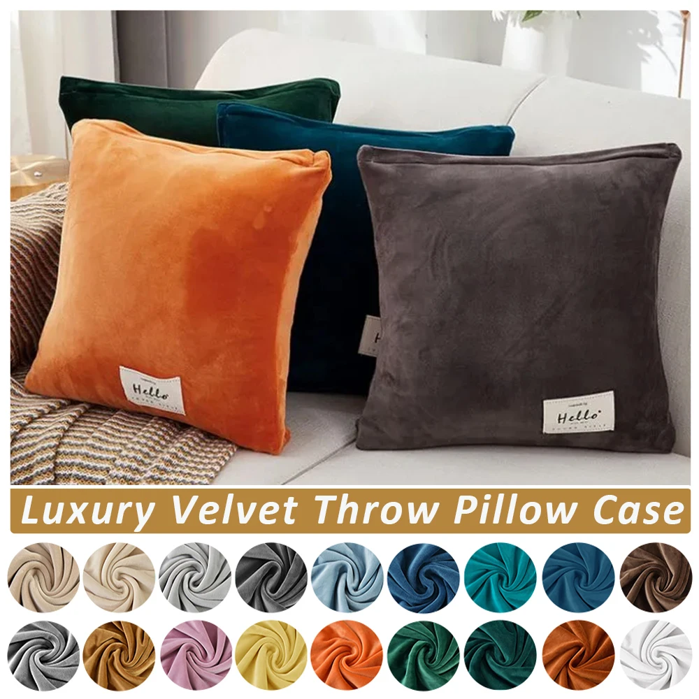 Solid-Color-Velvet-Cushion-Cover-Candy-Color-Throw-Pillow-Case-For-Sofa ...