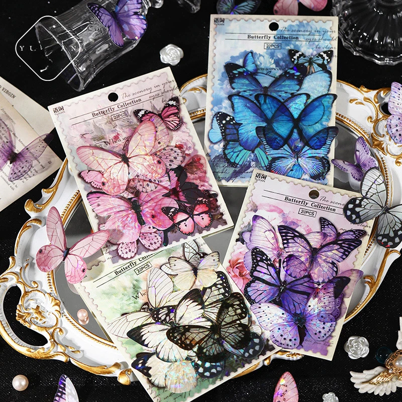40sheets/pack Vintage Gilding butterfly Notebook Decorative Stickers ...