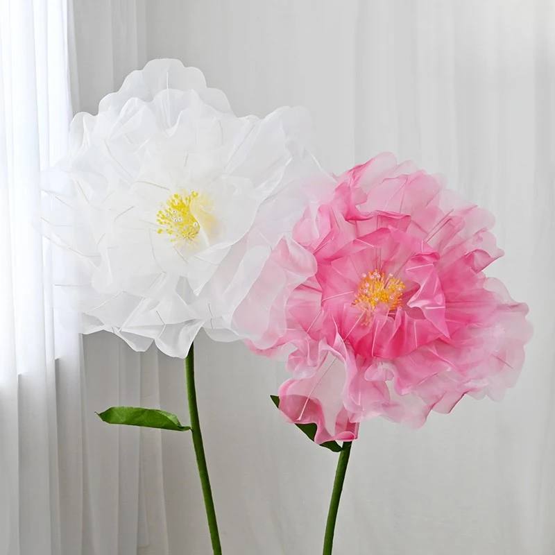 Artificial-Realistic-Silk-Poppy-Pink-Large-Flower-Head-Home-Party ...
