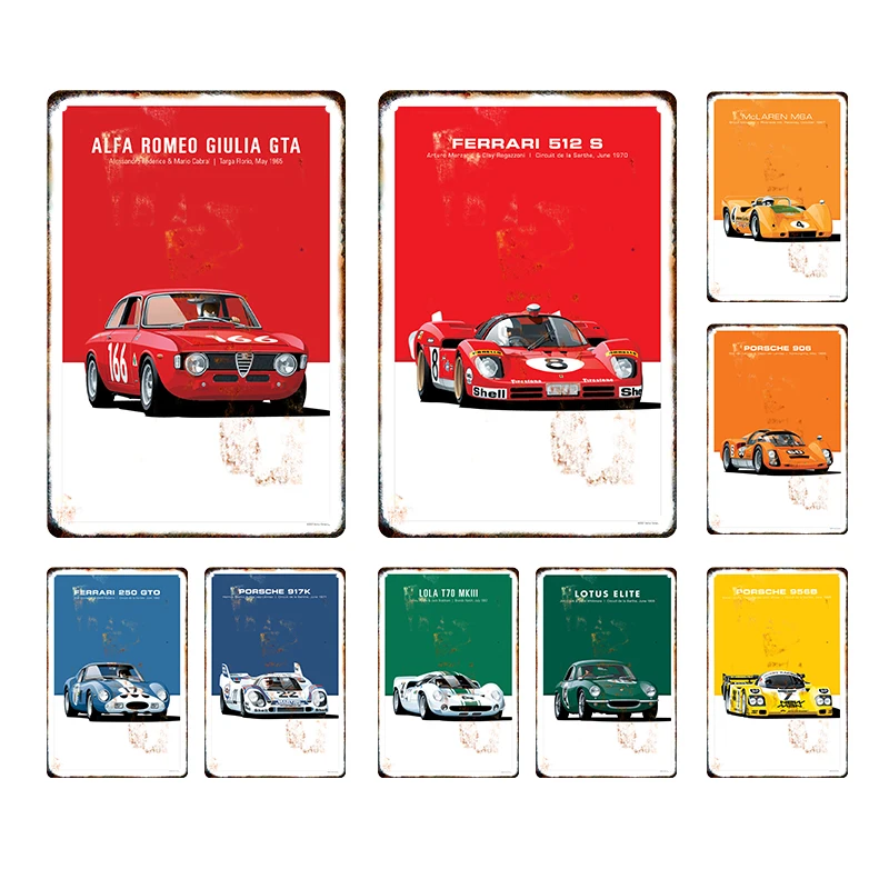 Retro-Racing-GTR-Car-Vintage-Tin-Sign-Plaque-Vintage-Metal-Auto-Club ...