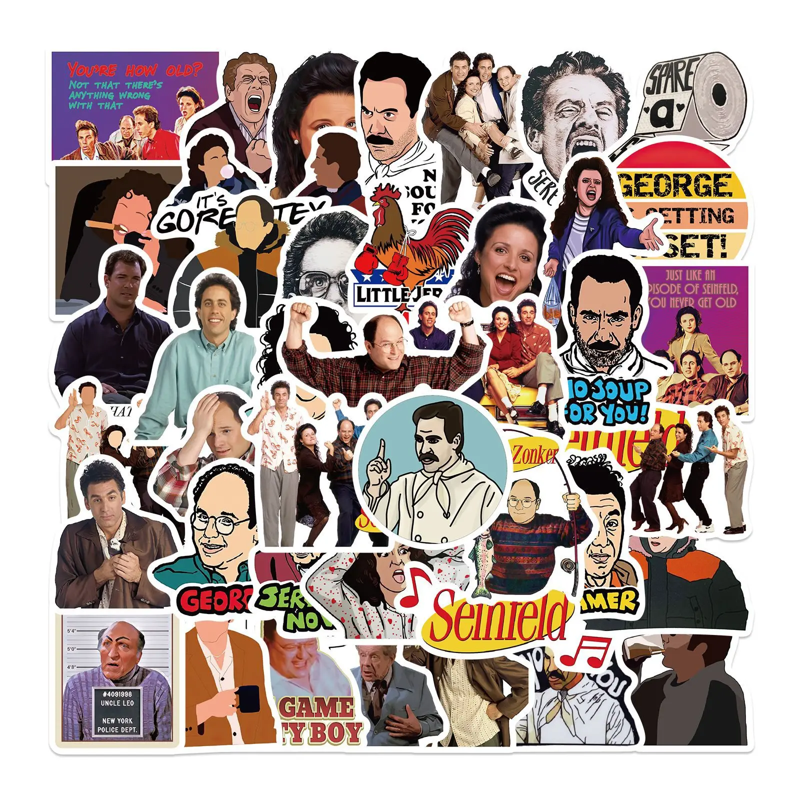 50PCS-Comedy-TV-Series-Funny-Seinfeld-Stickers-DIY-Car-Bike-Travel ...