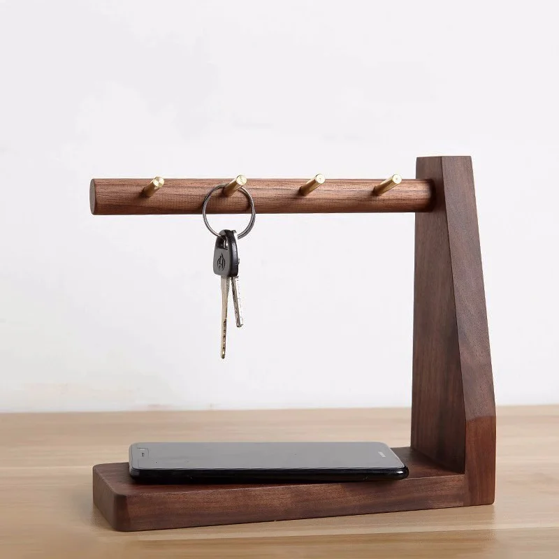 Black-Walnut-Keys-Holder-Household-Multifunctional-Solid-Wood-Desktop ...