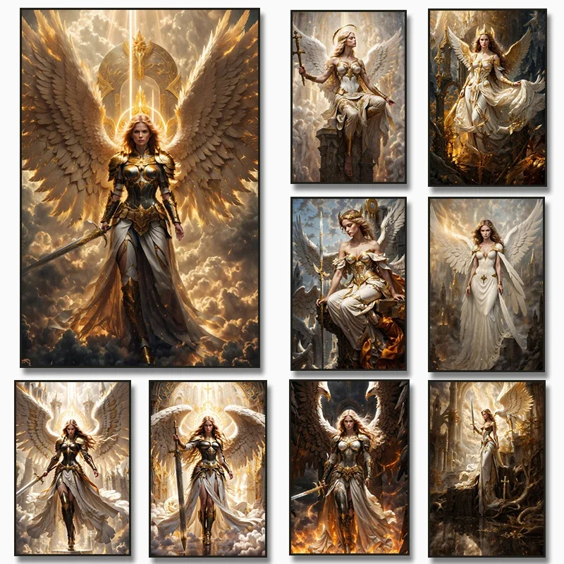 Fantasy-Art-Heavenly-Angels-Female-Archangels-Poster-Golden-Wings ...