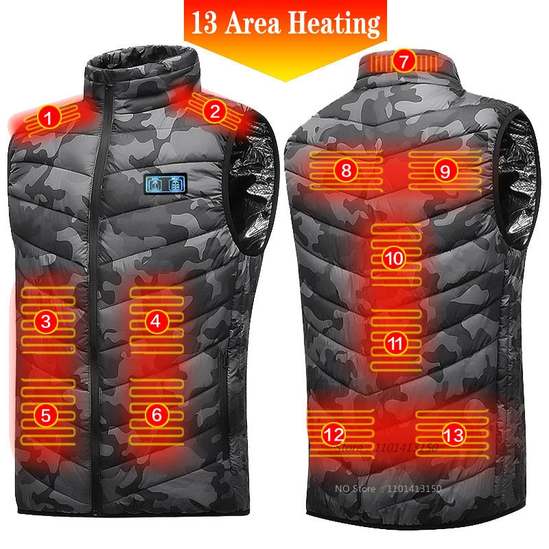 13 Pcs Heated Vest Jacket Fashion Men Women Coat Intelligent Usb ...