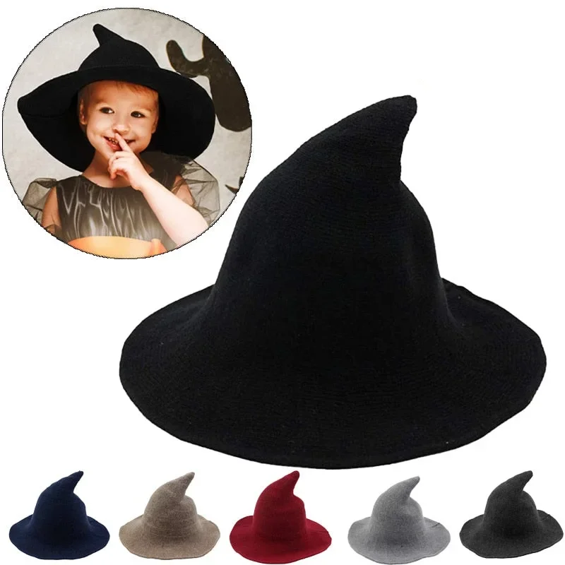 Vintage Halloween Witch Hat Woolen Long Point Hat for Women Halloween ...