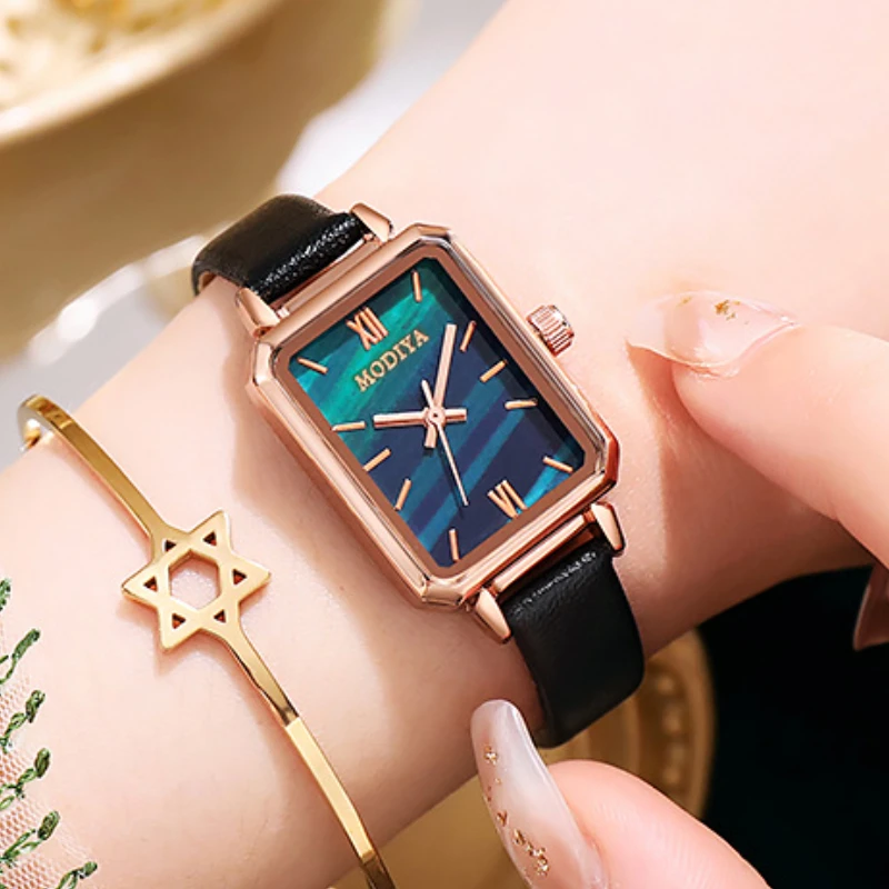 Fashion-Brand-Women-Watches-Square-Ladies-Quartz-Watch-Green-Dial ...