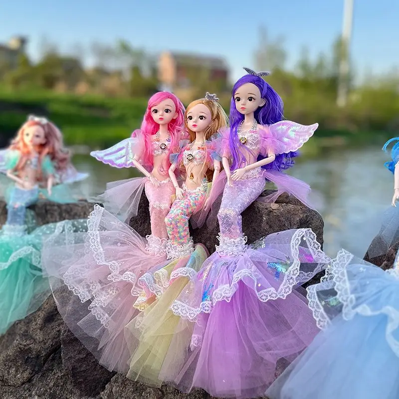 45cm Colorful Mermaid Doll Rainbow Princess Toy Children's Pretend Play ...