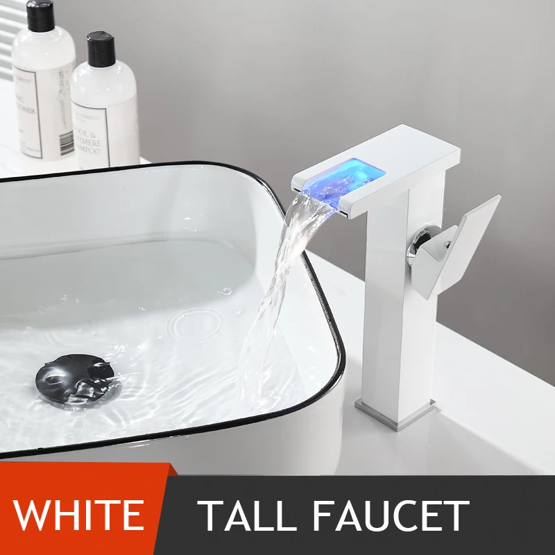\Bathroom Hydropower LED Waterfall Faucet Sink Basin Mixer Deck Mounted ...