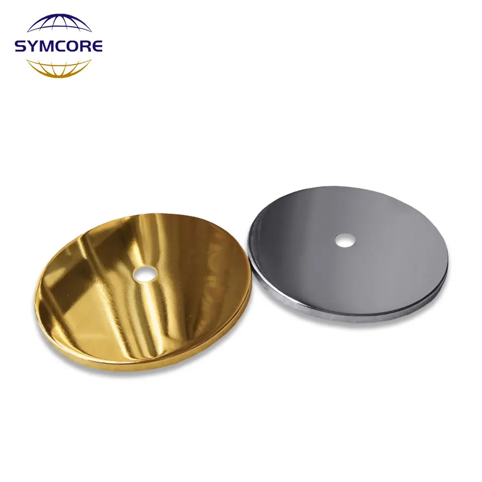 2pcs-Middle-Hole-10mm-Electroplated-Chrome-Gold-Flat-Cap-Straight-Edge ...