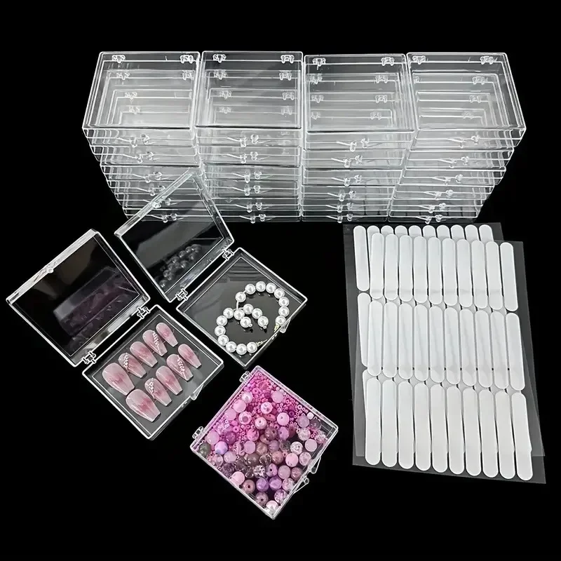 10/20Pcs Transparent Acrylic Press-on Nail Storage Display Case 7*7cm ...