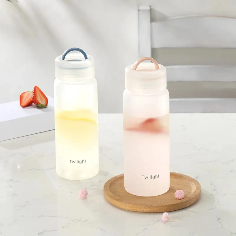 Frosted-Matte-Clear-Glass-Water-Bottle-420ml-Portable-Cute-BPA-Free ...