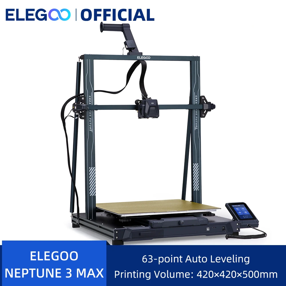 ELEGOO-NEPTUNE 3 MAX FDM Impressora 3D, Auto Nivelamento, 4.3 "Capacitiva HD Touch Screen, Dual ...