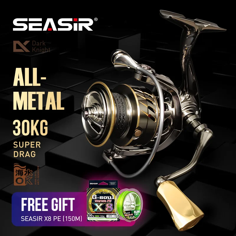 Seasir Dark Knight Power Handle Ultra Light All Metal Spinning Fishing ...