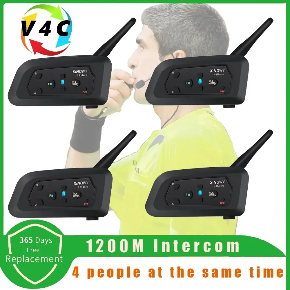 XINOWY-1-4PCS-V4C-Full-Duplex-Football-Coach-Referee-Intercom-Headset ...