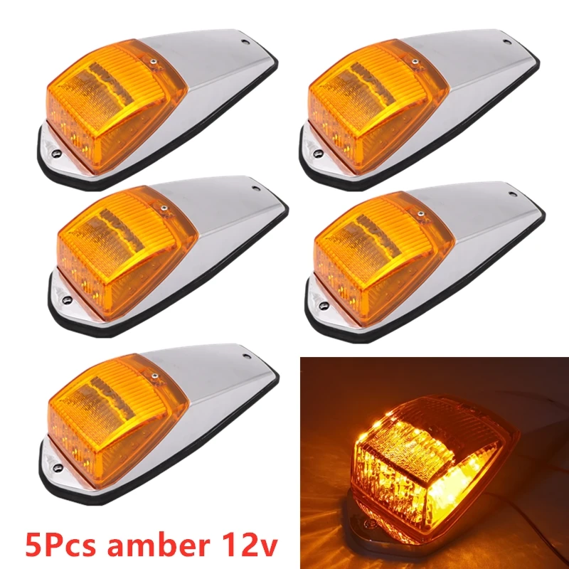 5Pcs-12v-24v-Truck-Cab-Marker-Light-17-LED-Amber-Top-Roof-Running ...