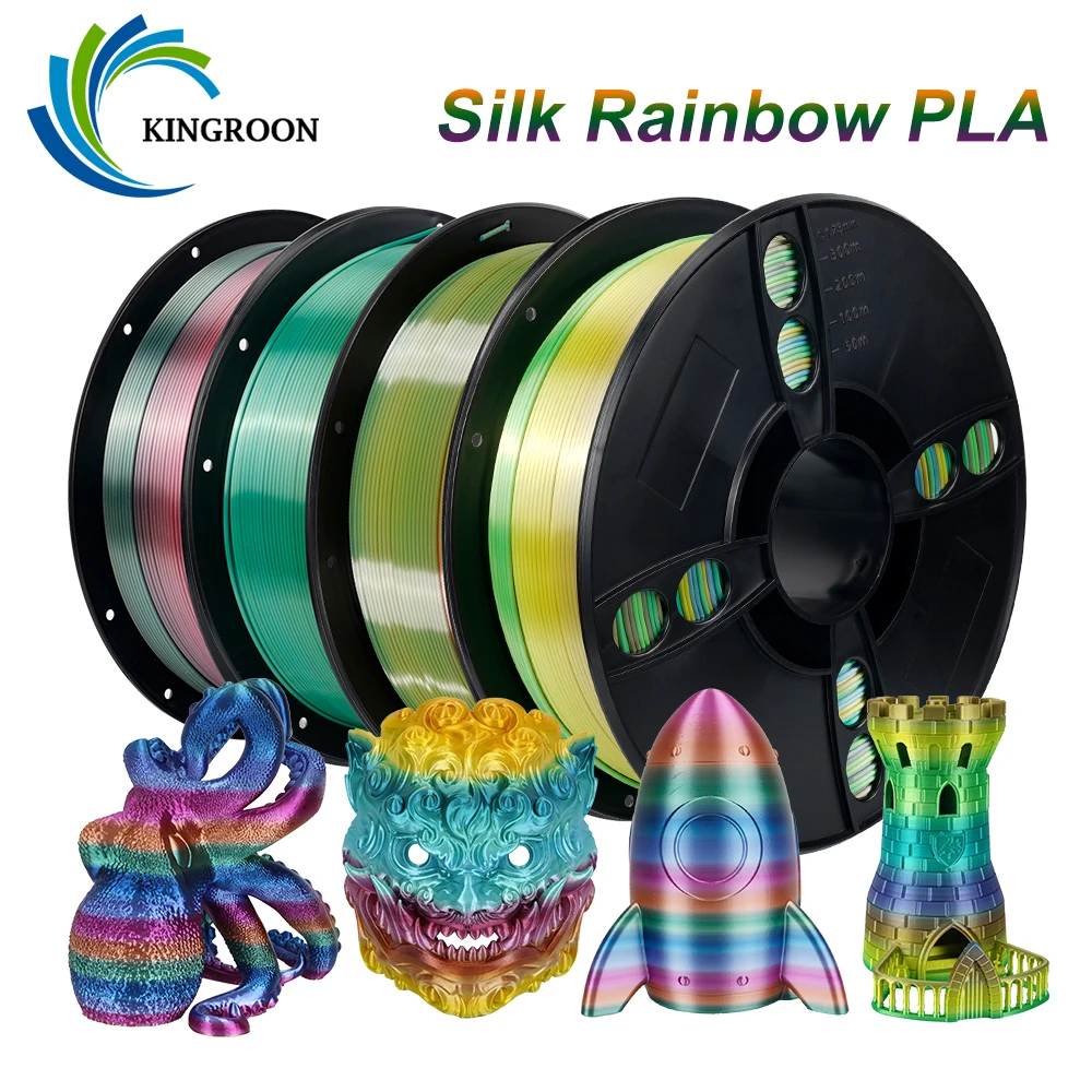 KINGROON-Silk-Rainbow-PLA-3D-Printer-Filament-1-75mm-Silk-Candy ...