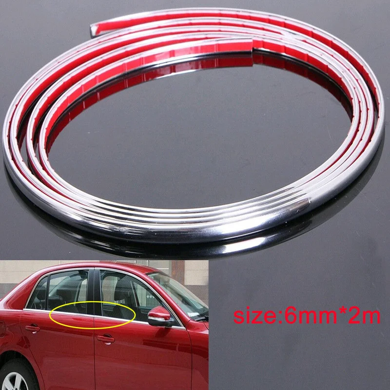 2 Meter 6.5ft Chrome Car Door Edge Strip Protector Auto Moulding Guard ...