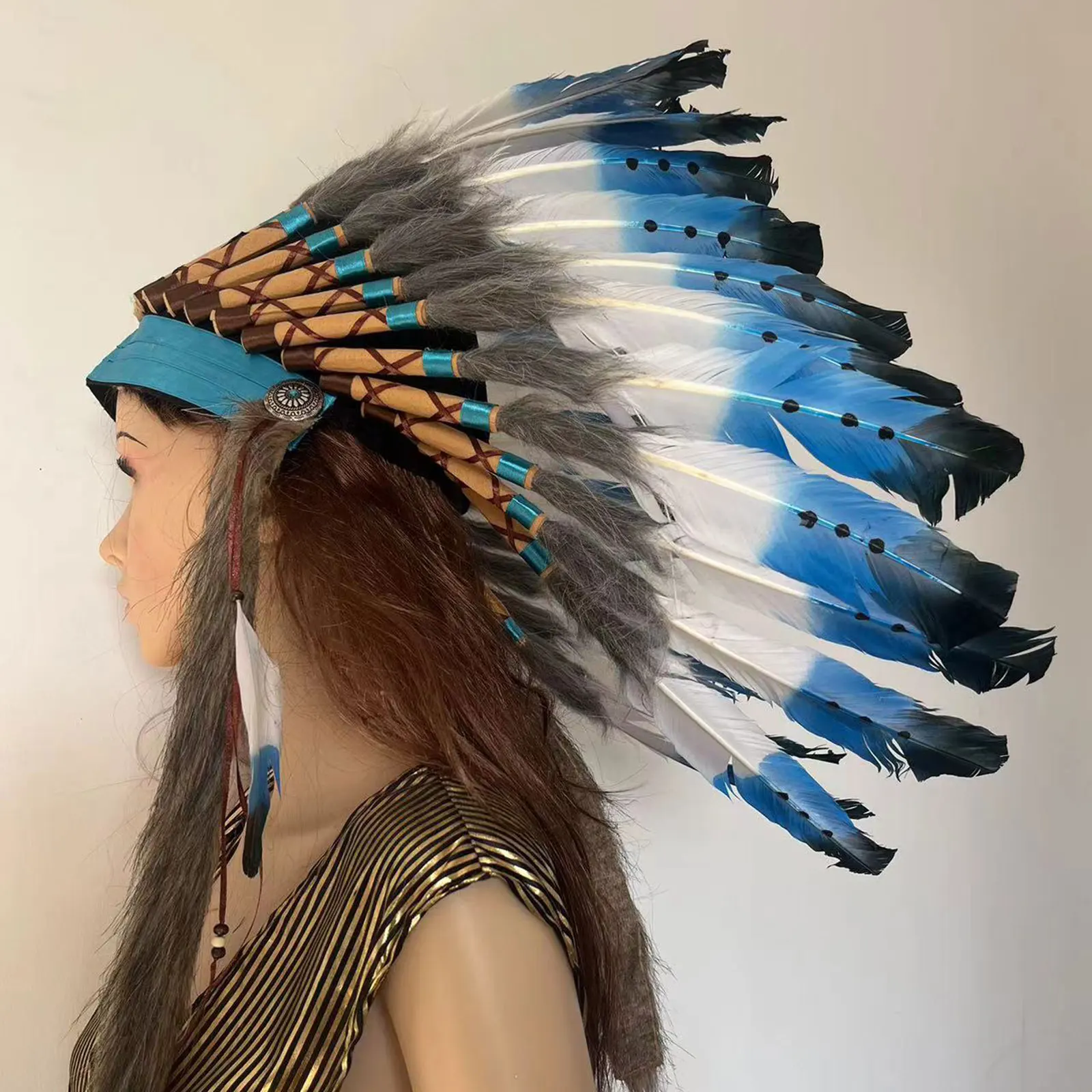 Tocado de plumas de sombrero indio para hombres y mujeres, decoración ...